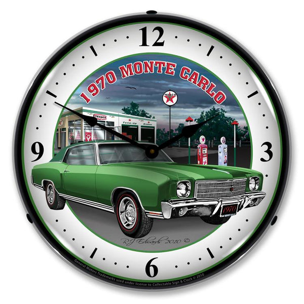 Collectable Sign and Clock - 1970 Monte Carlo Green Clock GMRE1005250 ...